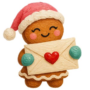Hand-painted Gingerbread Girl Clipart: Brushstroke Christmas PNG ...