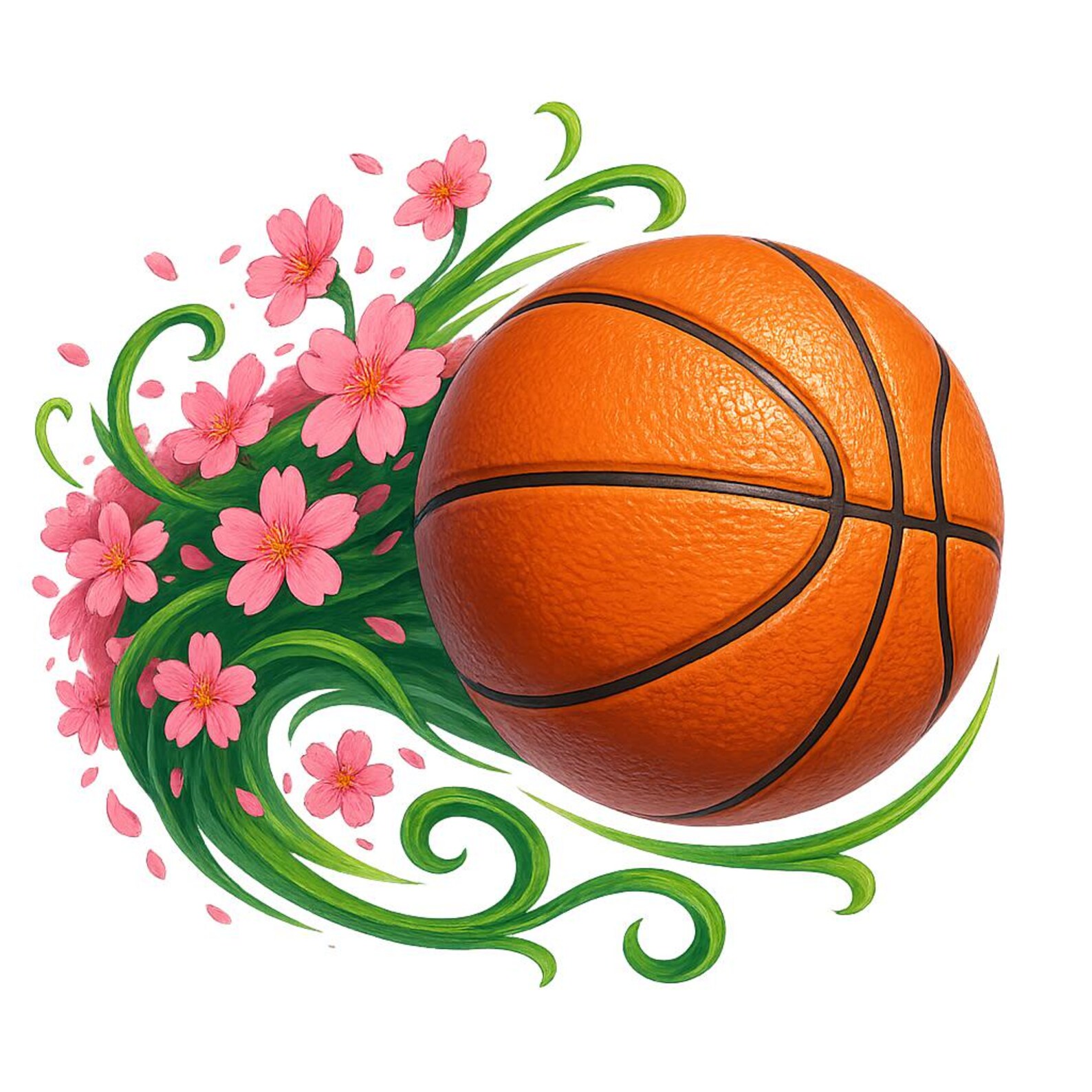12 Basketball Flowers Clipart: Sports Floral PNG Graphics, Commercial ...