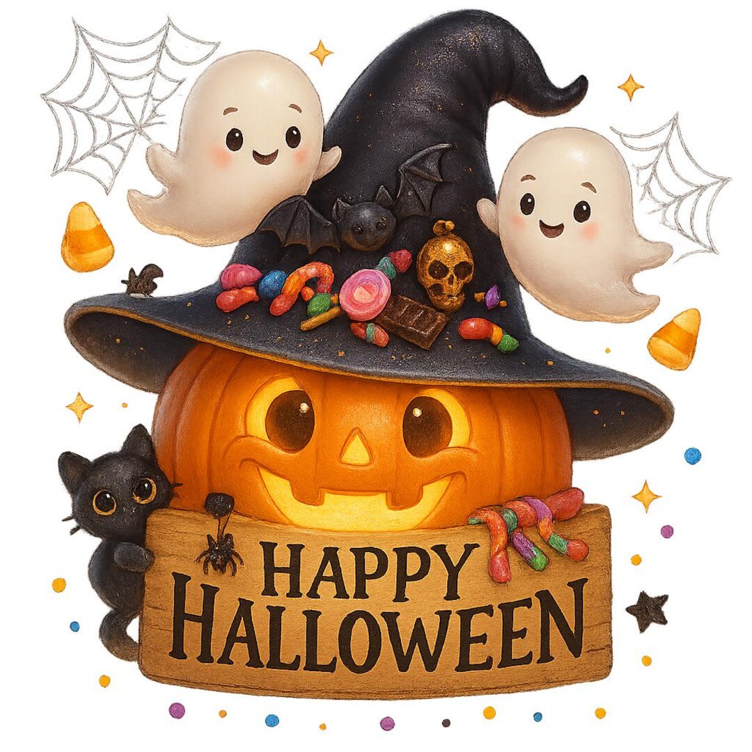 Cute Halloween Pumpkin Clipart, Kawaii Fall Design (PNG) - Etsy