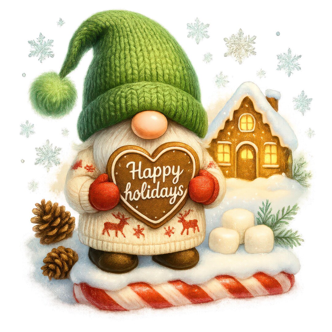 Christmas Gnome Clipart Pngs: Holiday Winter Gnome Designs (digital ...