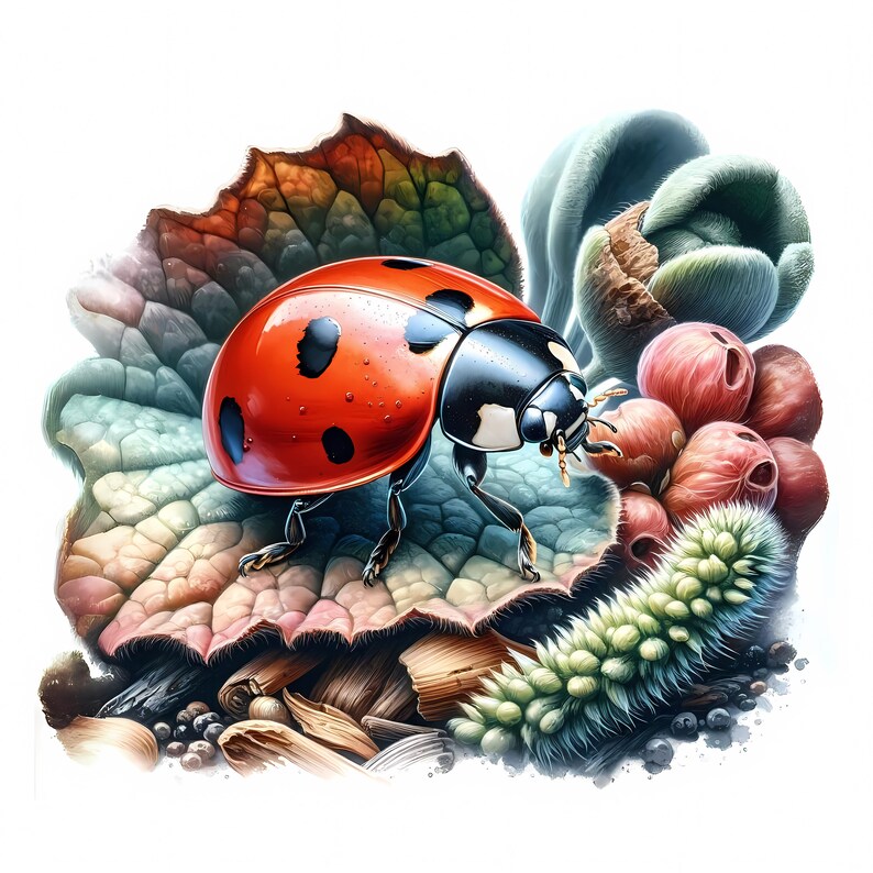 Ladybug Clipart 11 High-quality Jpgs Red Beetle Clipart Bundle Wall Art ...