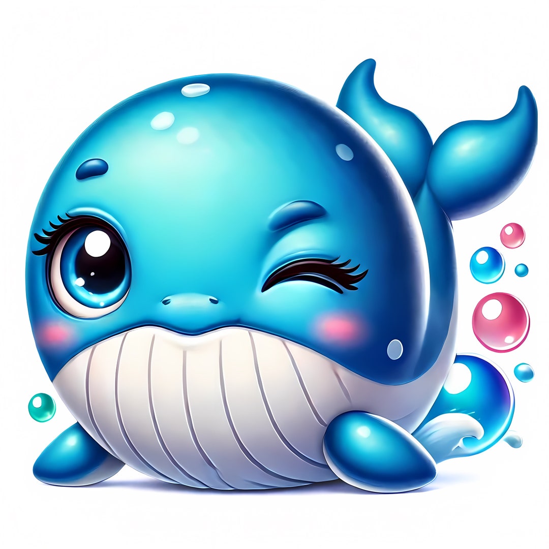 Cute Baby Whale Clipart 11 High-quality Jpgs Adorable Baby Whale Bundle Wall Art Sea Creature ...