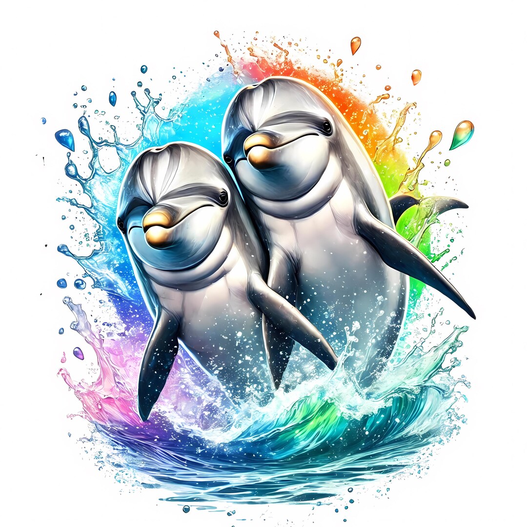 Dolphin Clipart 11 High-quality Jpgs Playful Dolphin Duo Clipart ...