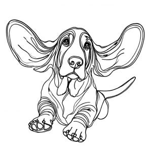 10 Basset Hound Line Art SVG Clipart Bundle: Dog T-shirt Design ...