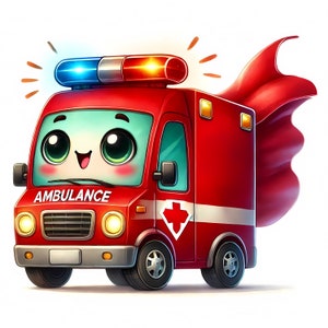 Cute Ambulance Clipart | 12 High-quality Jpgs | Adorable Ambulance ...