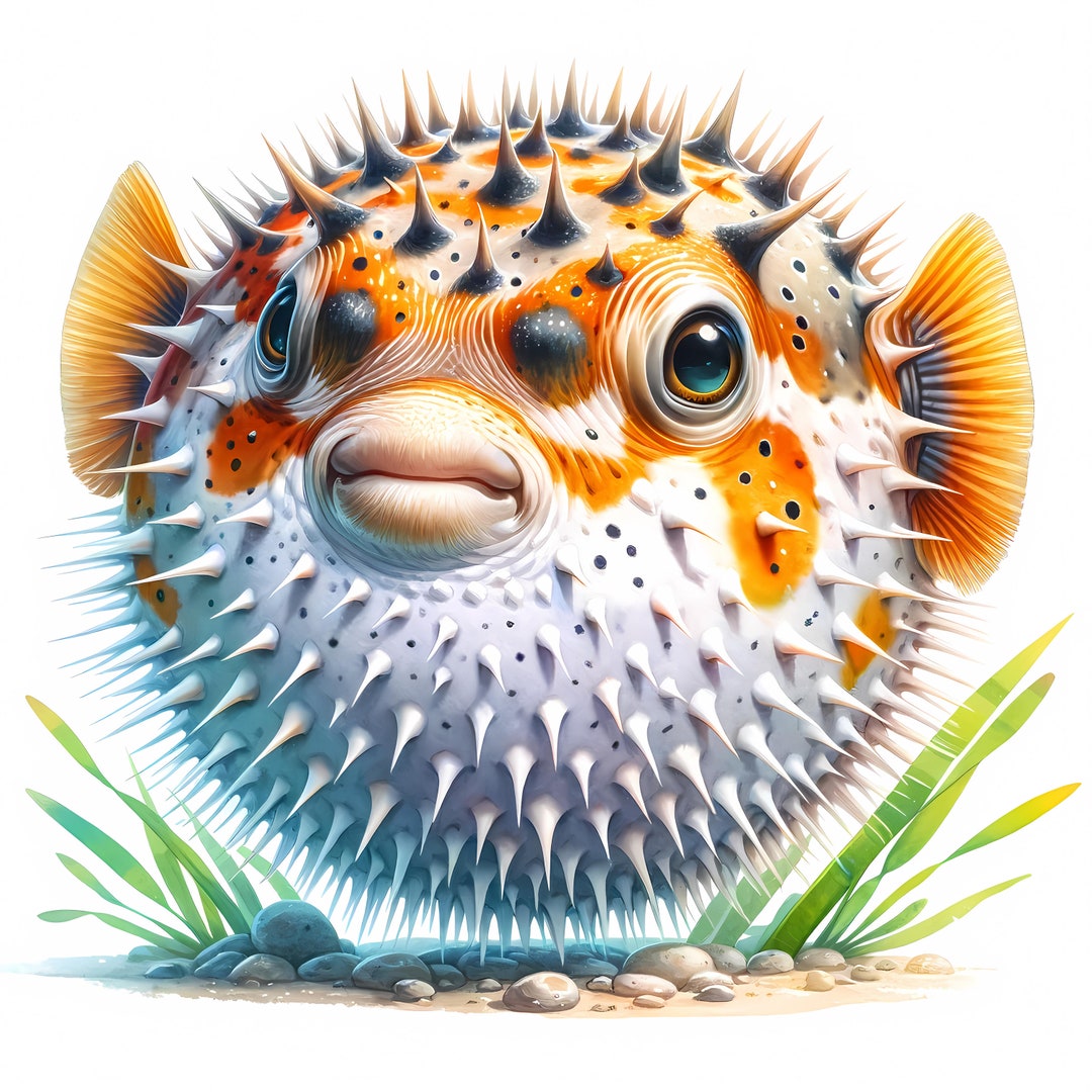 Puffer Fish Clipart 12 High-quality Jpgs Whimsical Pufferfish Clipart ...