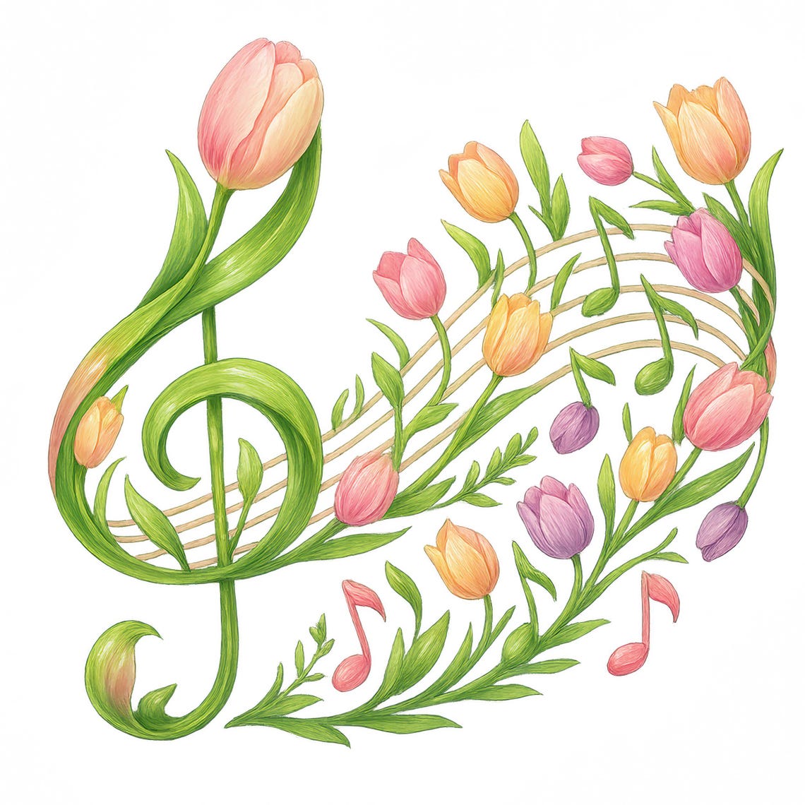 Floral Music Note Clipart, 15 High-quality Pngs, Music Note Png ...
