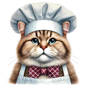 Funny Cat Chef Clipart Bundle: Kitchen Wall Art (digital Download ...