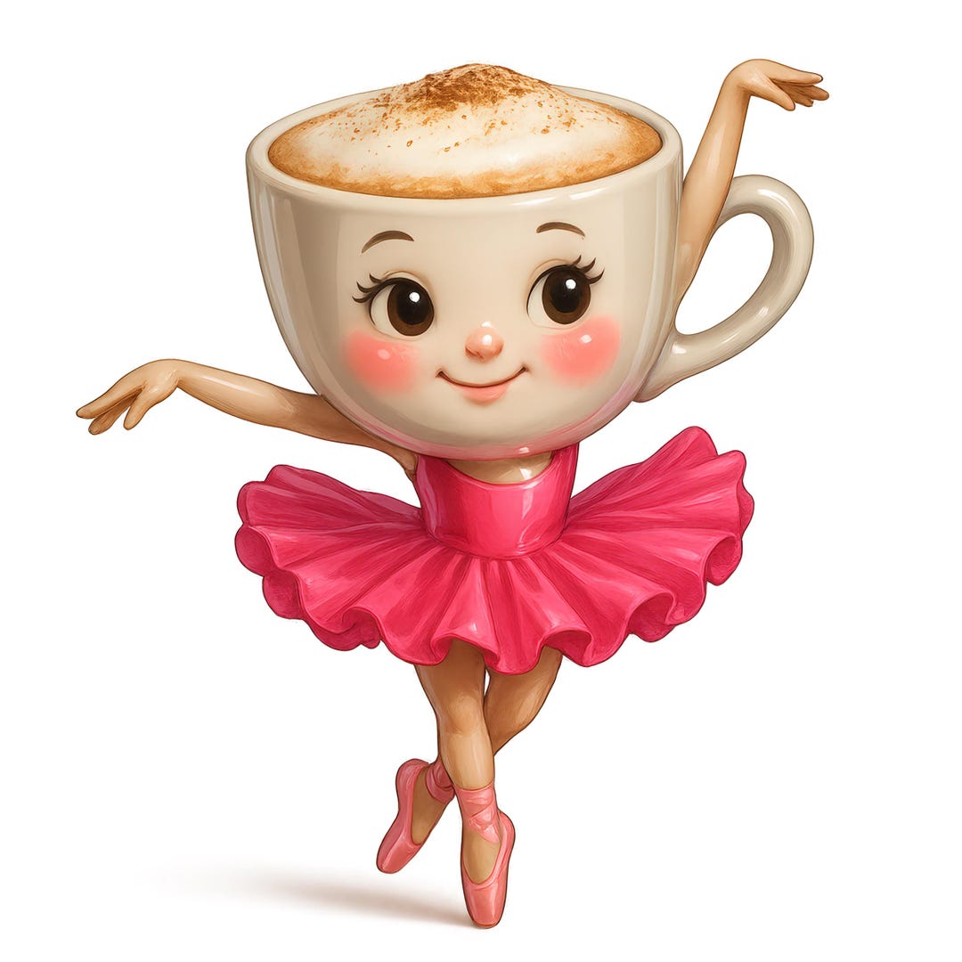 Adorable Ballerina Coffee Cup Clipart, Cute Girl Dancer Cup, Pink ...