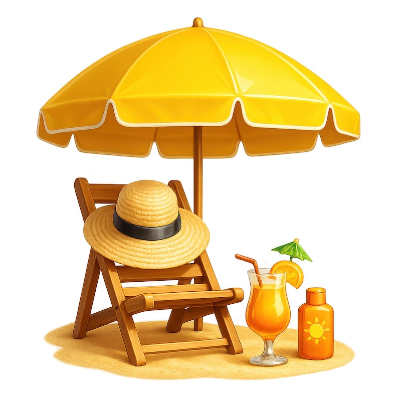 Colorful Beach Umbrella Clipart, Summer PNG Graphics (digital Download ...