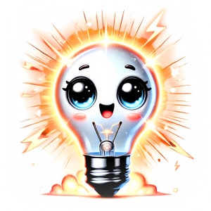 Cute Bulb Clipart | 12 High-quality Jpgs | Adorable Light Bulb Clipart ...