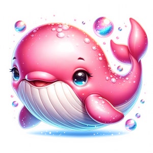 Cute Baby Whale Clipart | 11 High-quality Jpgs | Adorable Baby Whale Bundle | Wall Art | Sea ...