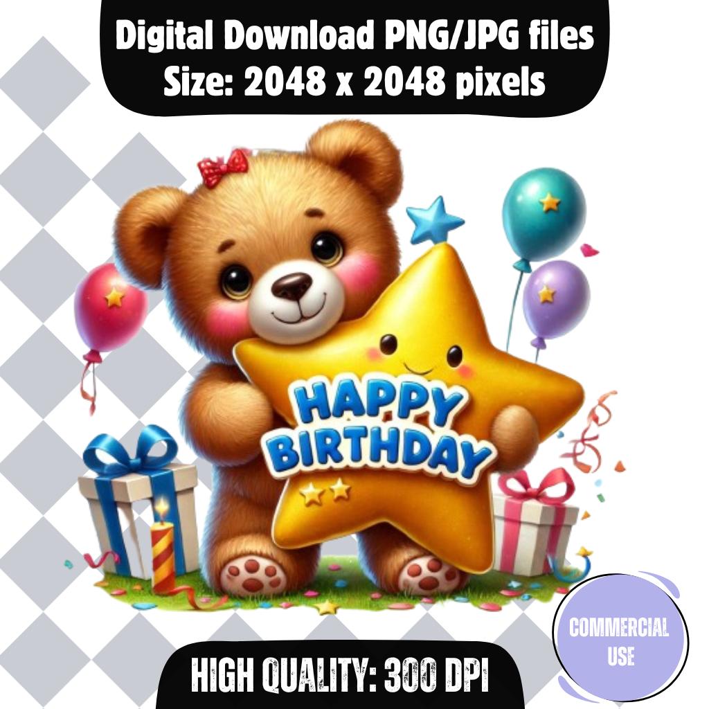 Teddy Bear Birthday Clipart | Cupcakes, Party Art (digital Download) 11 ...