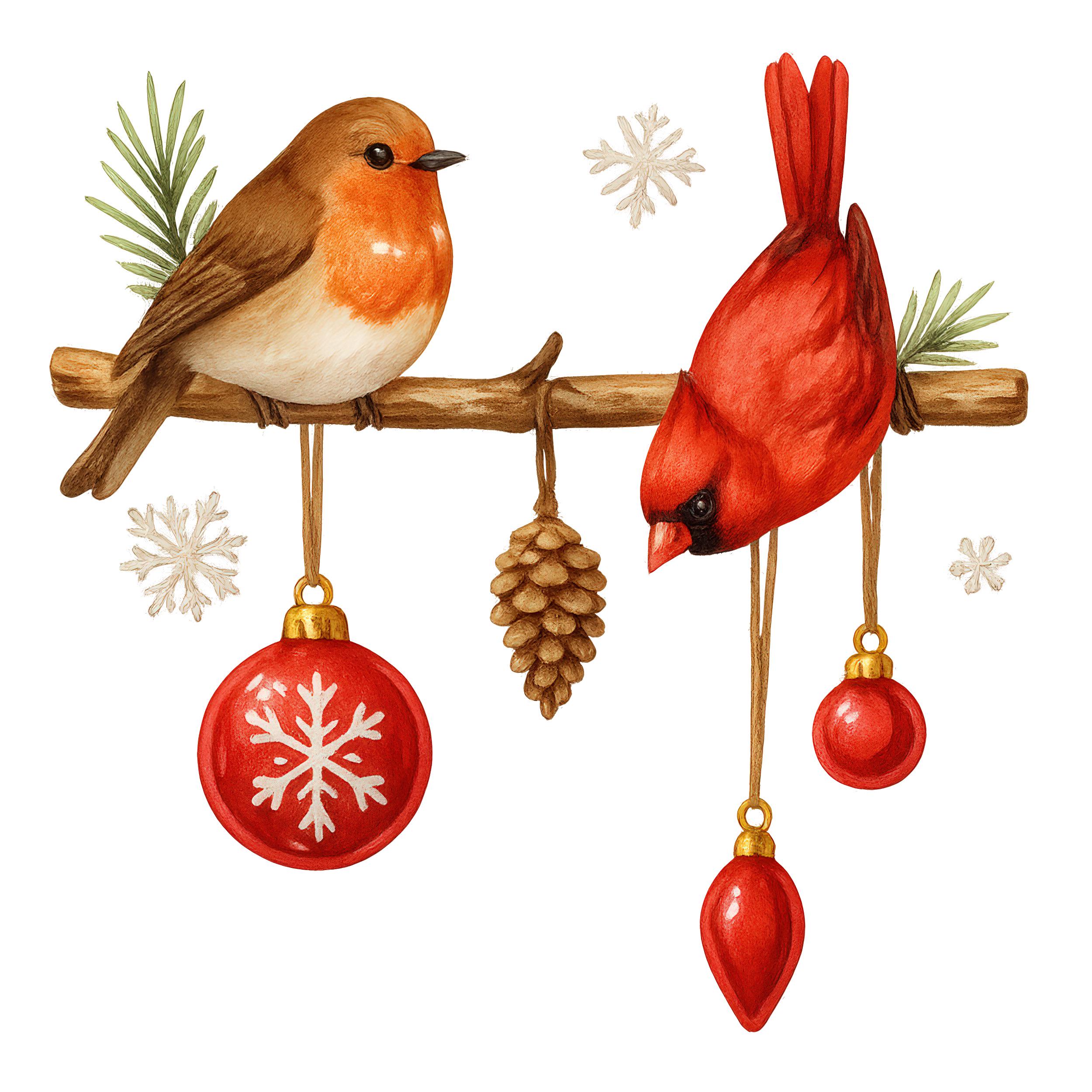 Christmas Ornaments Clipart: Festive Hanging Decorations (PNG Digital ...