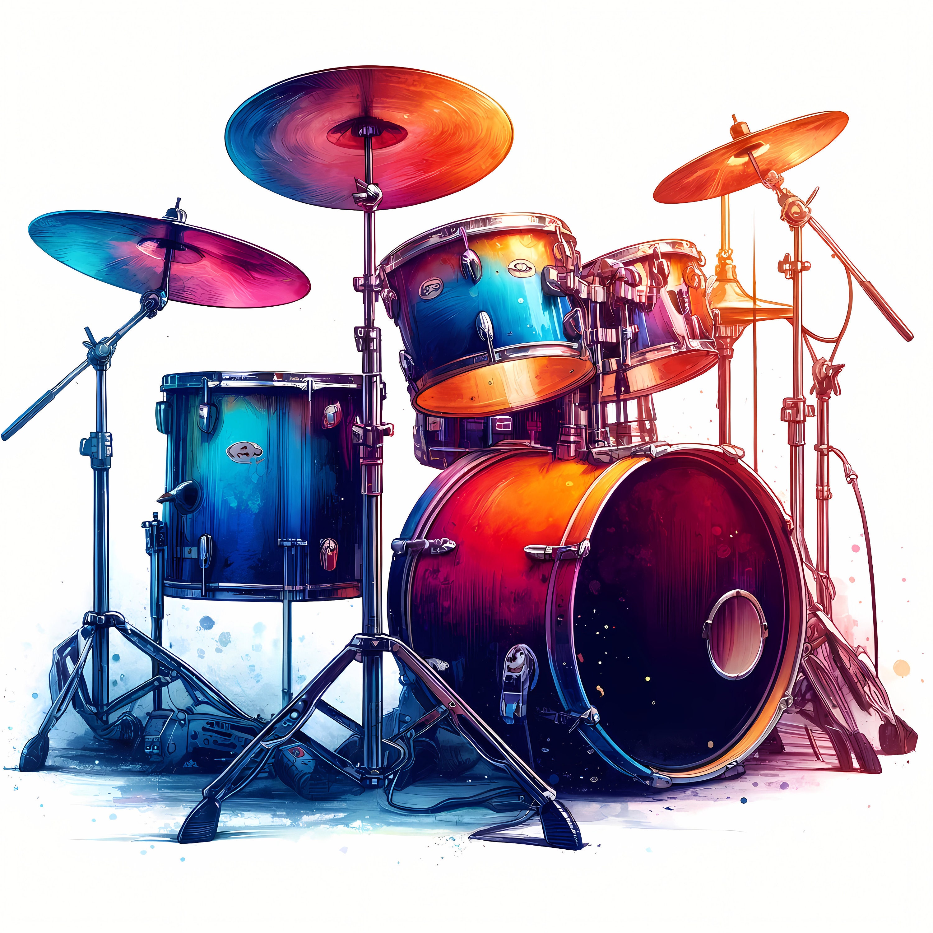 Drum Clipart - 10 High-quality Jpgs - Drum Set Clipart Bundle - Wall ...