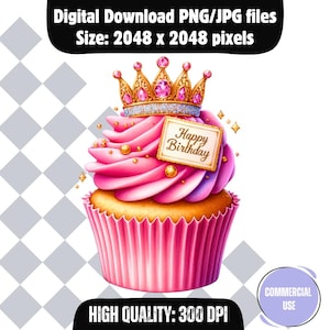 Happy Birthday Cupcake Clipart: Party PNG Bundle (digital Download ...