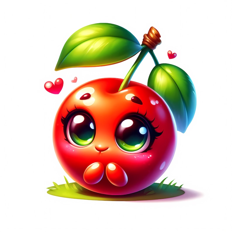 Cute Cherry Clipart Bundle – Kawaii Food Art, Commercial Use (digital ...