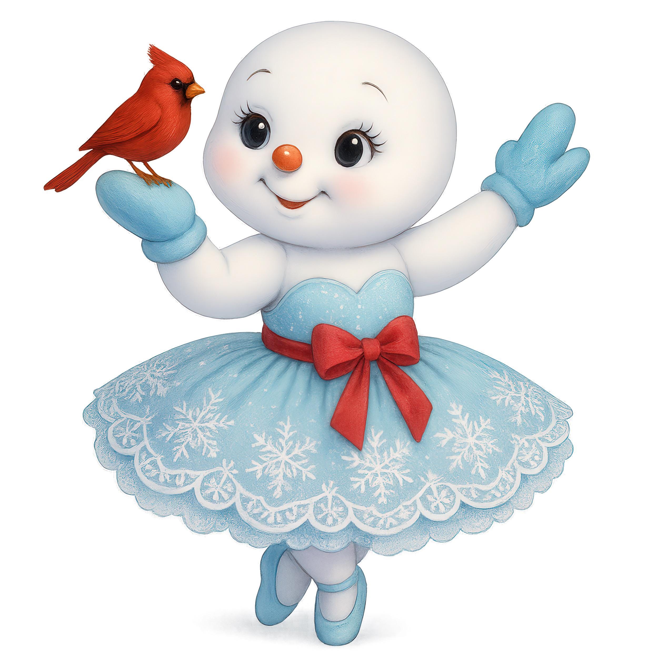 Ballerina Snowman Clipart: Christmas Snowlady PNG (digital Download - Etsy