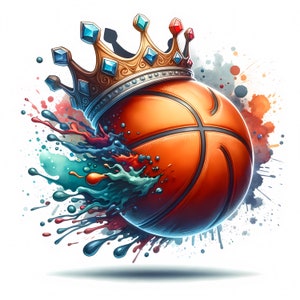 Crowned Basketball Clipart: Regal Sports Art (digital Download ...