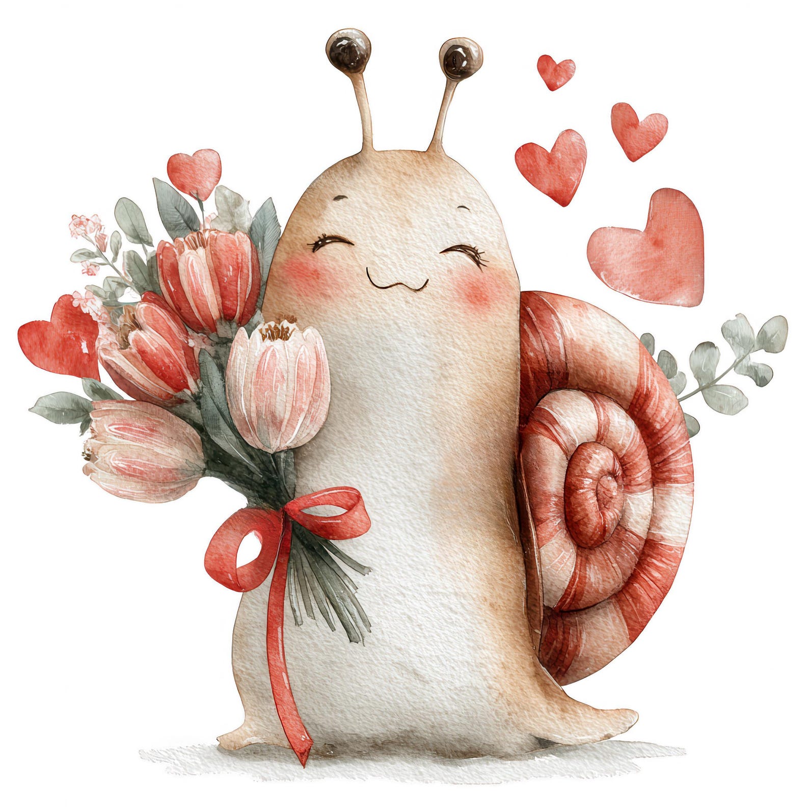 Snail Valentine's Day Clipart | Adorable Whimsical Graphics | Digital ...