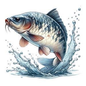 Carp Fish Clipart: Asian Fishing Art Prints (commercial Use) (digital ...