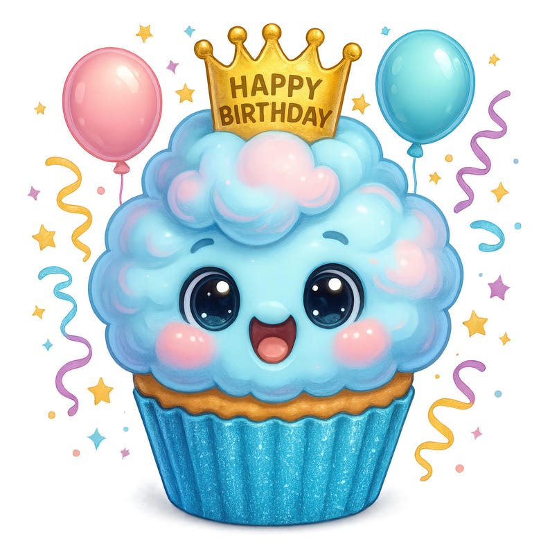 Watercolor Birthday Cupcake Kids Clipart Bundle: 12 PNG Digital ...