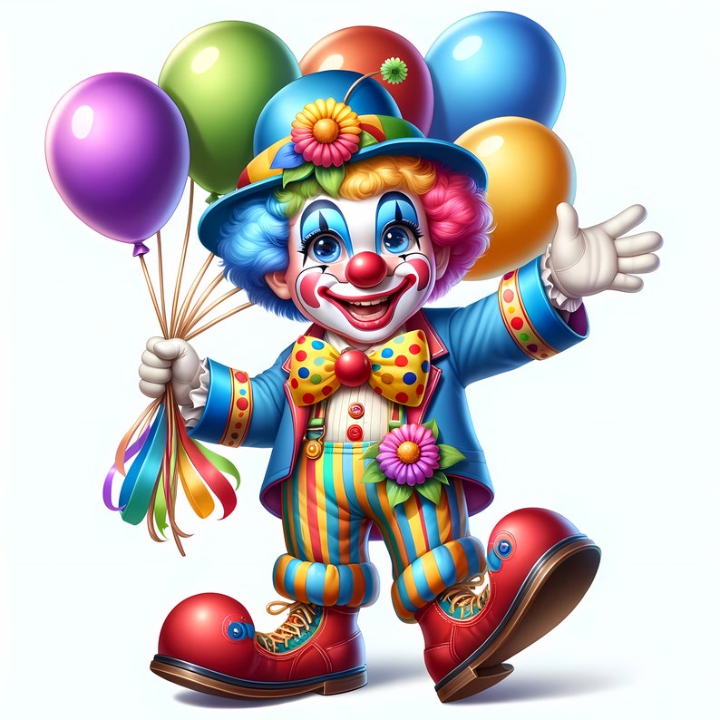 Clown Holding Balloons Clipart 10 High-quality Jpgs Cute Clown Clipart ...