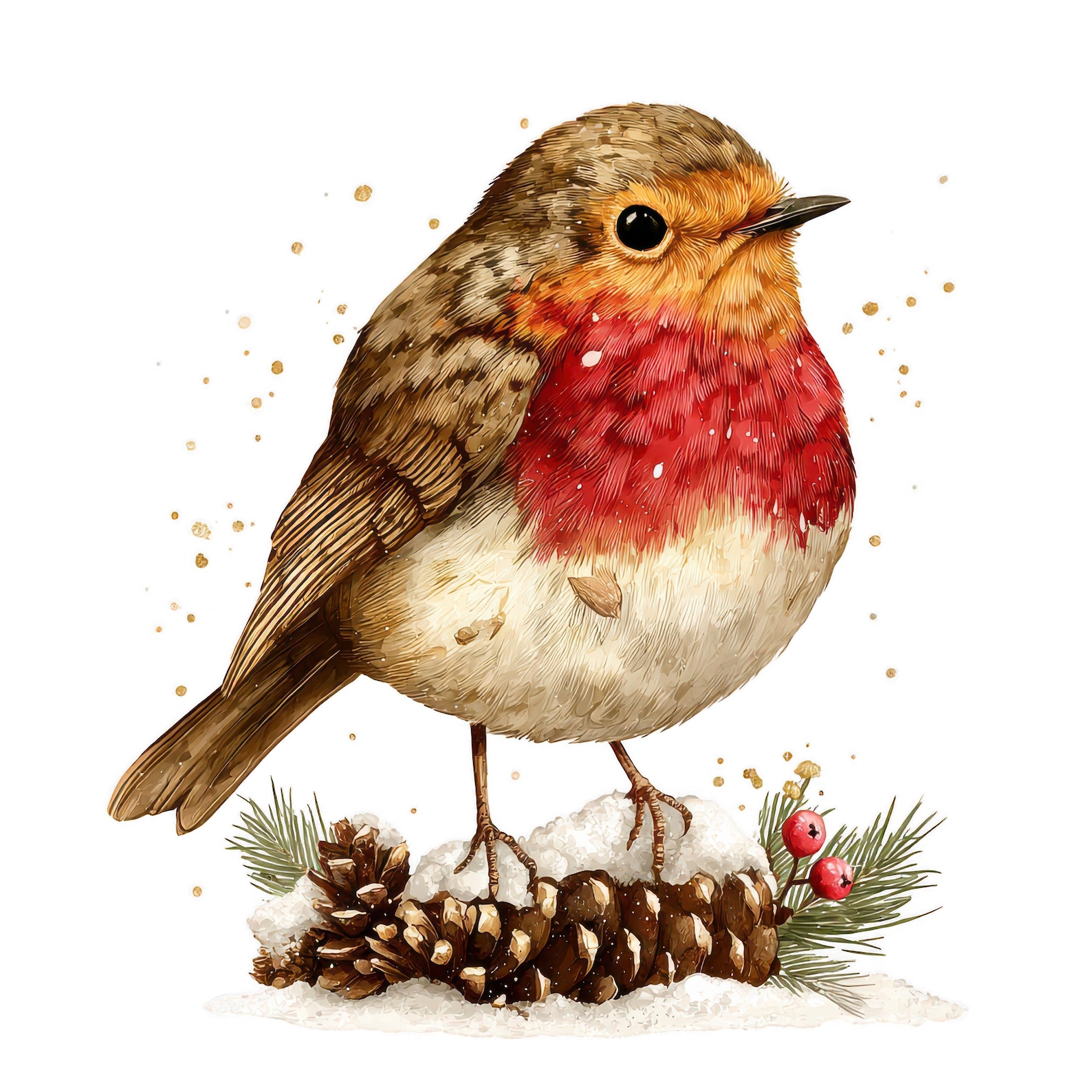 Christmas Robin Clipart: Holiday Bird Graphics (digital Download) 12 ...