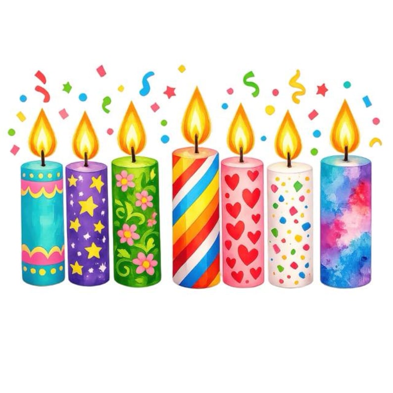 Colorful Birthday Candles Clipart: Celebration Birthday Graphics ...