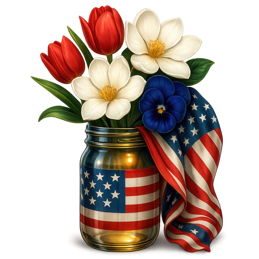 Patriotic Bouquet Clipart: 4th of July PNG (digital Download, Set of 12 ...