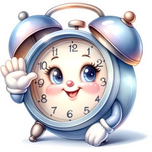 Cute Clock Clipart | 12 High-quality Jpgs | Delightful Cute Clock ...