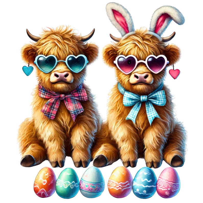 Happy Easter Clipart, 10 High-quality Design, Cute Cow Easter Bundle ...