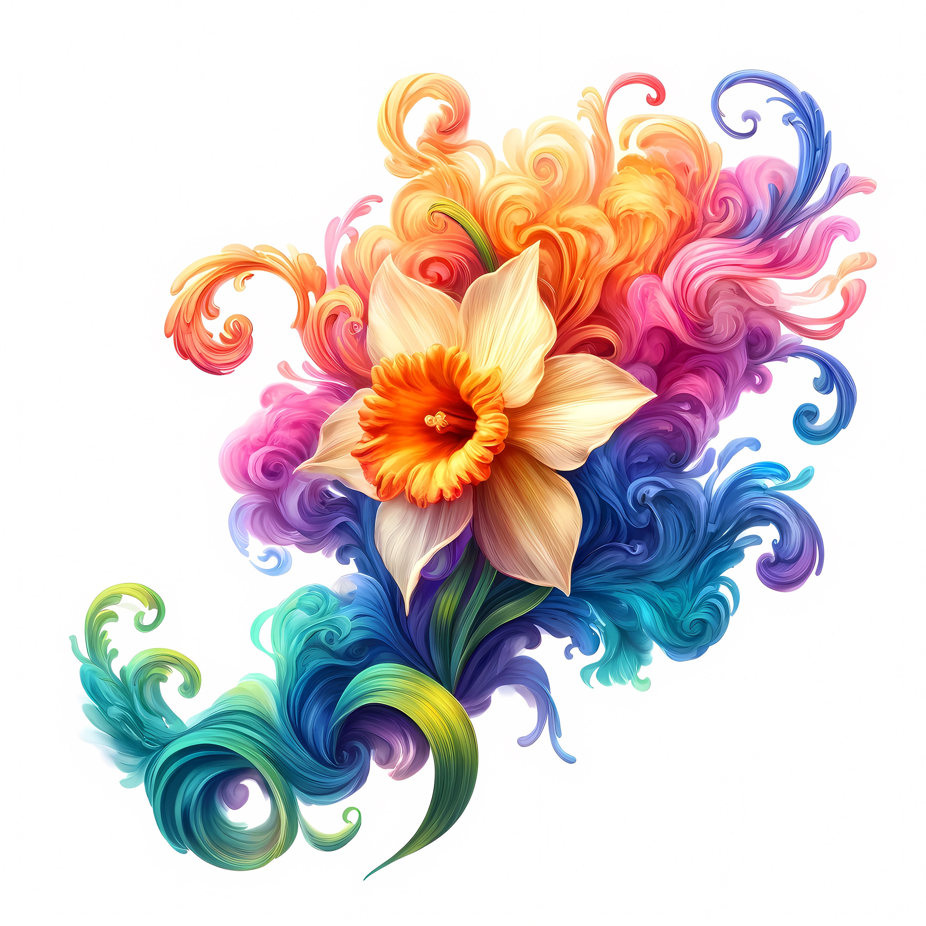 Smoke Flower Clipart 12 High-quality Jpgs Vibrant Smoke Flower Clipart ...