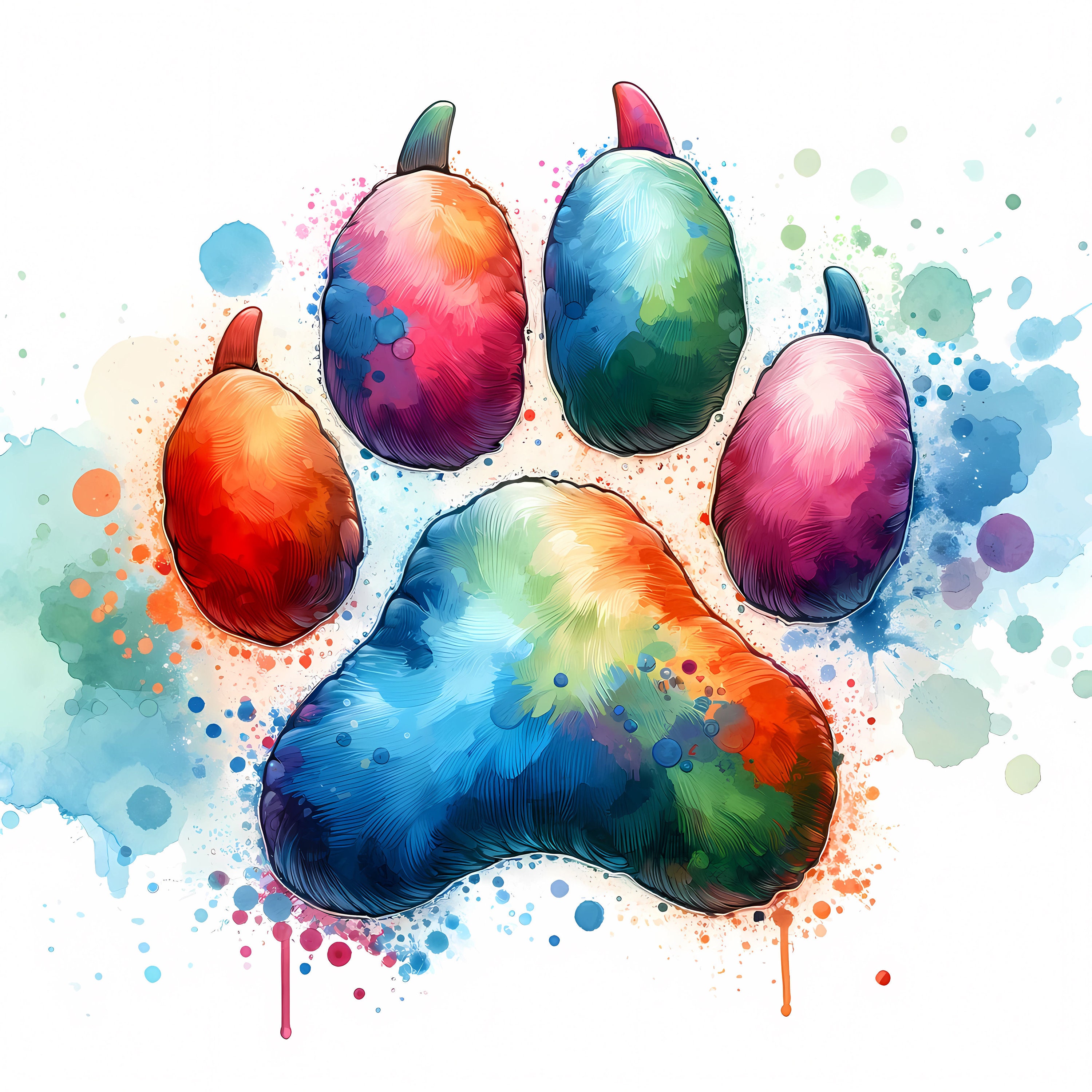 Colorful Paw Print Clipart – Animal Tracks Art (digital Download) Set ...