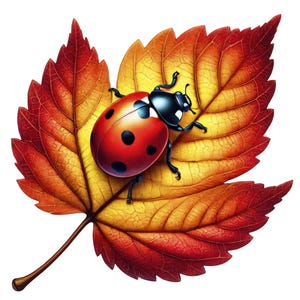 Ladybug and Leaf Clipart Bundle: Garden Art Printables (10 PNG/JPG ...