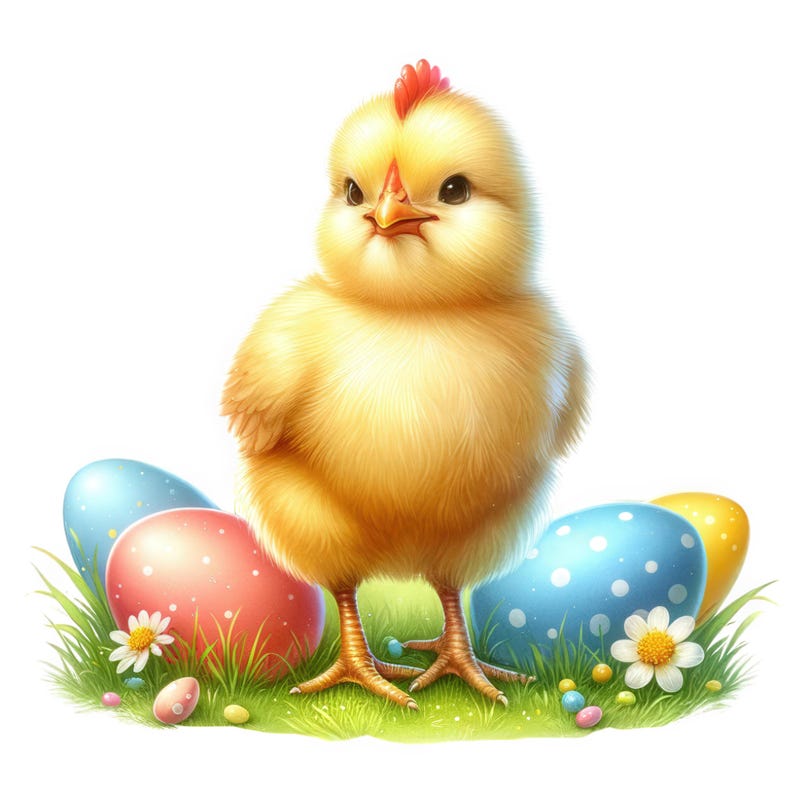 Easter Chicken Clipart Bundle, Floral Spring Design (digital Download ...