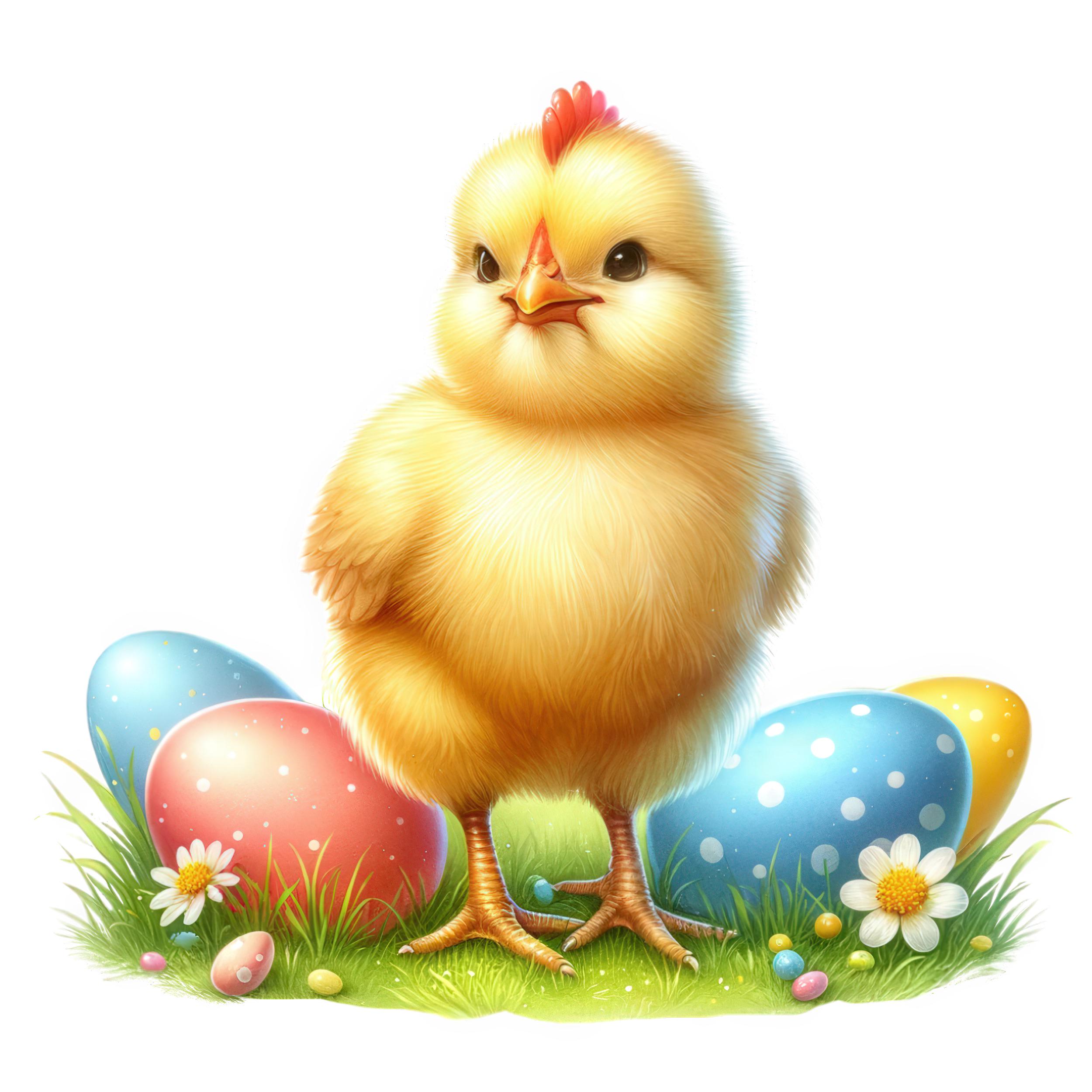 Easter Chicken Clipart Bundle, Floral Spring Design (digital Download ...