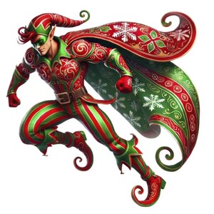 Superhero Elf Clipart | 11 High-quality Pngs | Brave Christmas Elf ...