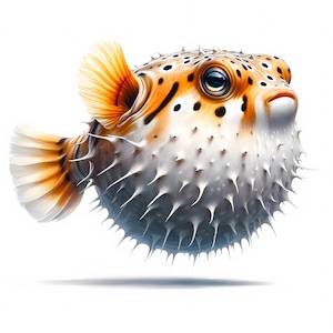 Puffer Fish Clipart | 12 High-quality Jpgs | Whimsical Pufferfish ...