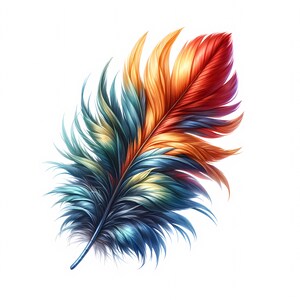 10 Vibrant Rooster Feather Clipart: Boho Art Printables (JPG Digital ...