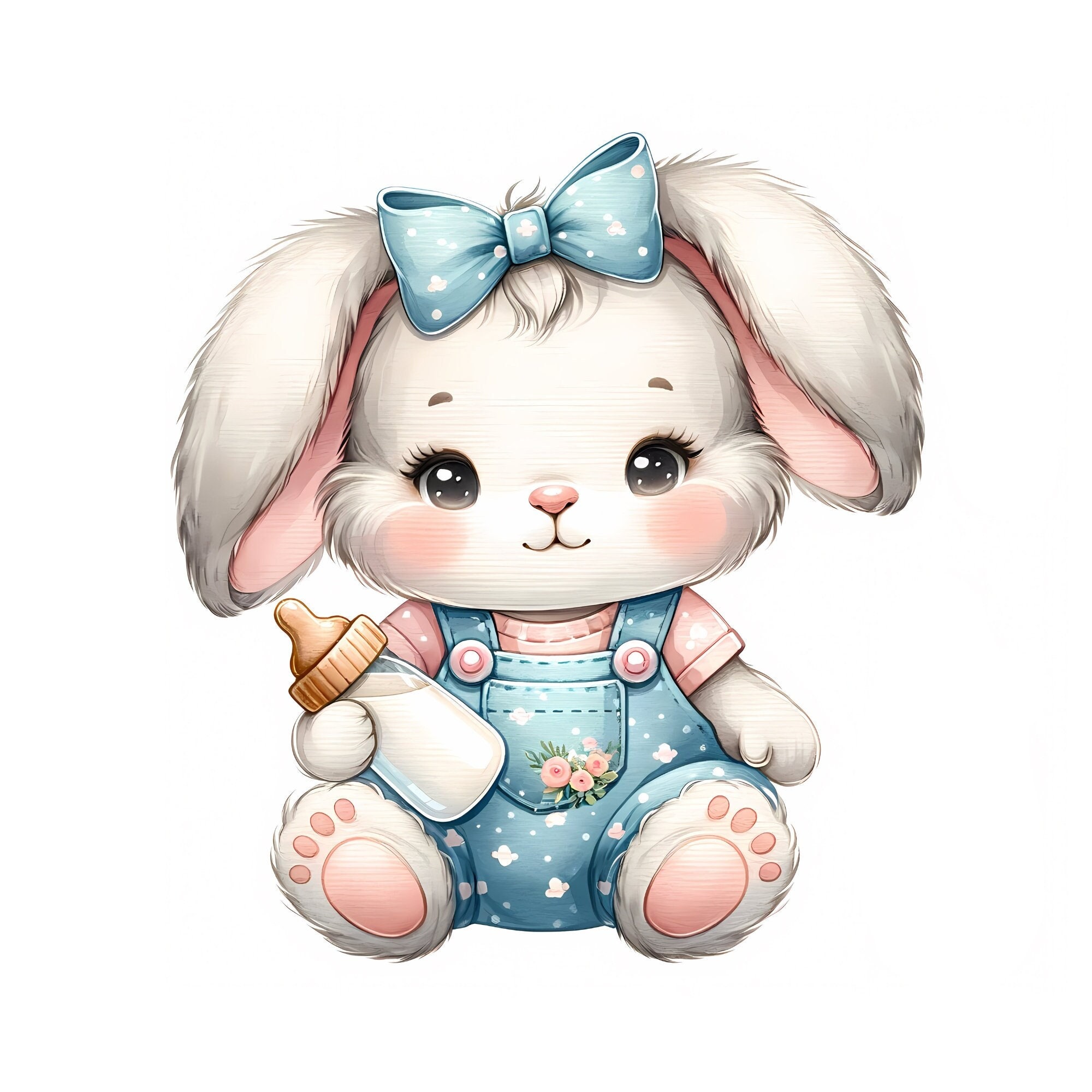 Cute Baby Bunny Clipart 15 High-quality Jpgs Baby Shower, Baby Bottle ...