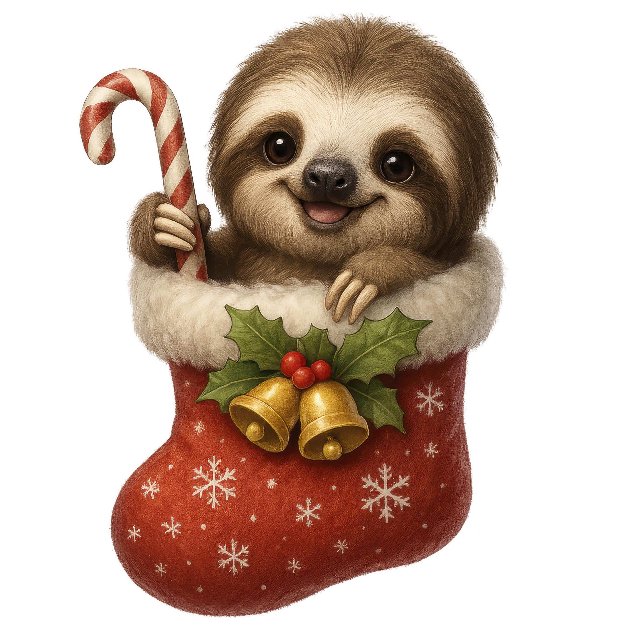 Christmas Sloth Clipart: Holiday Sloth Design (digital Download) 10 PNG ...