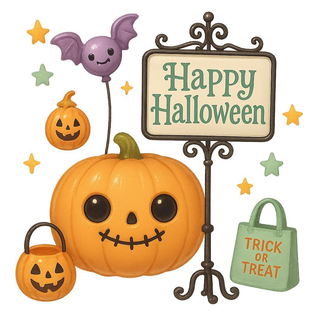 Cute Halloween Pumpkin Clipart, Kawaii Fall Design (PNG) - Etsy