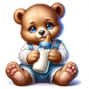 Cute Baby Bear Clipart | Pink Bow, Nursery Art (digital Download) - Etsy