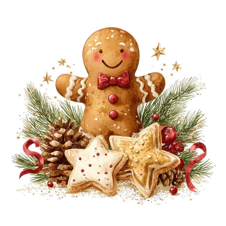 Christmas Gingerbread Man Clipart: Sweet Festive Holiday Graphics ...