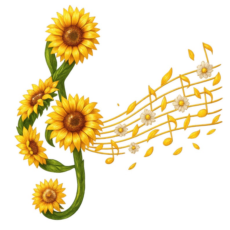 Floral Music Note Clipart, High-quality Pngs (commercial Use) - Etsy