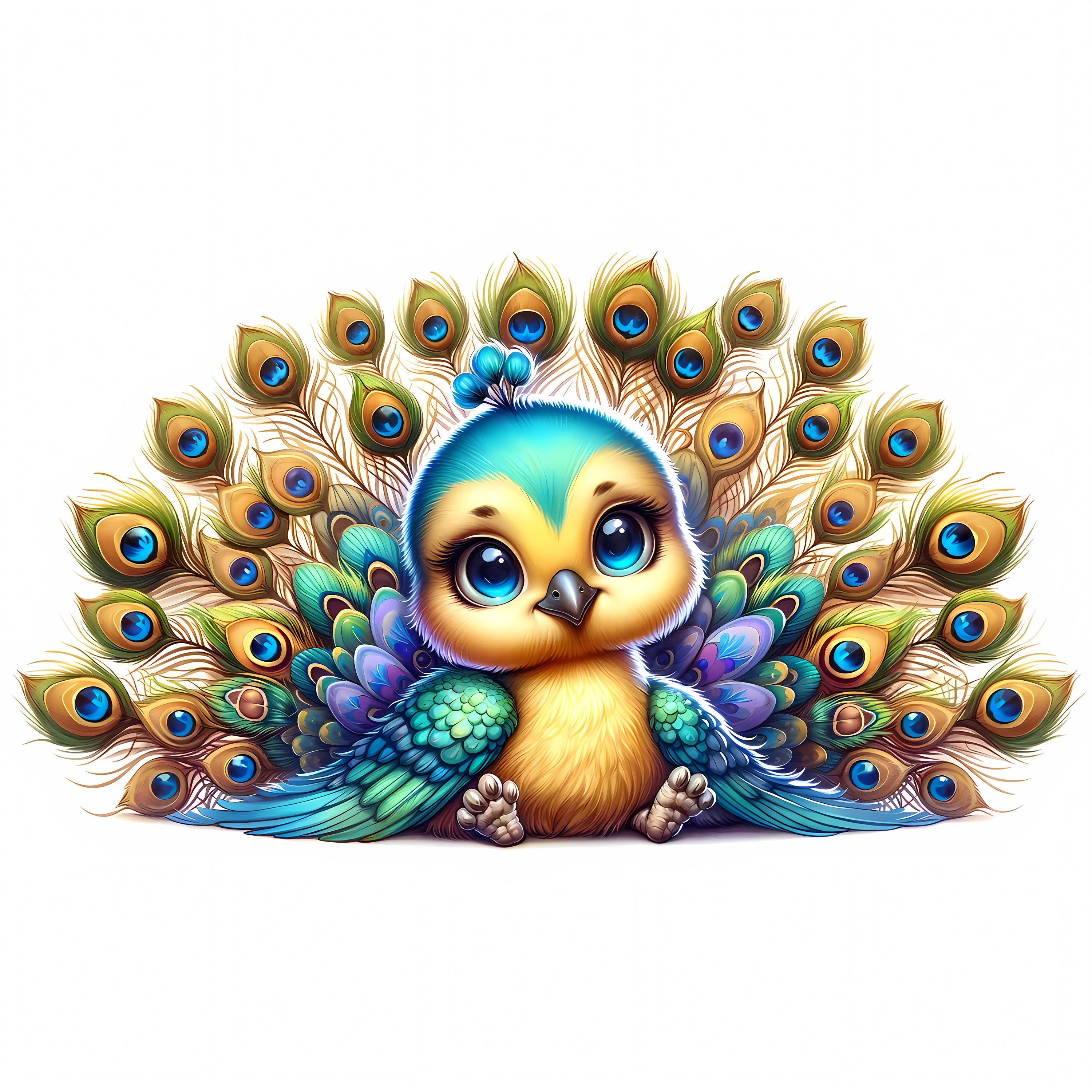 Cute Peacock Clipart | Floral Peacock Art, Nursery Decor (digital ...