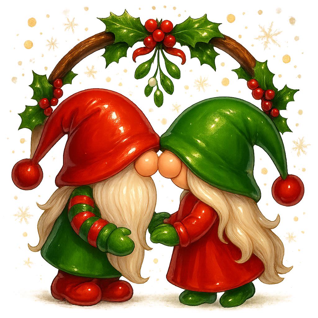 Christmas Gnome Couple Clipart: Merry Christmas Graphics (digital ...