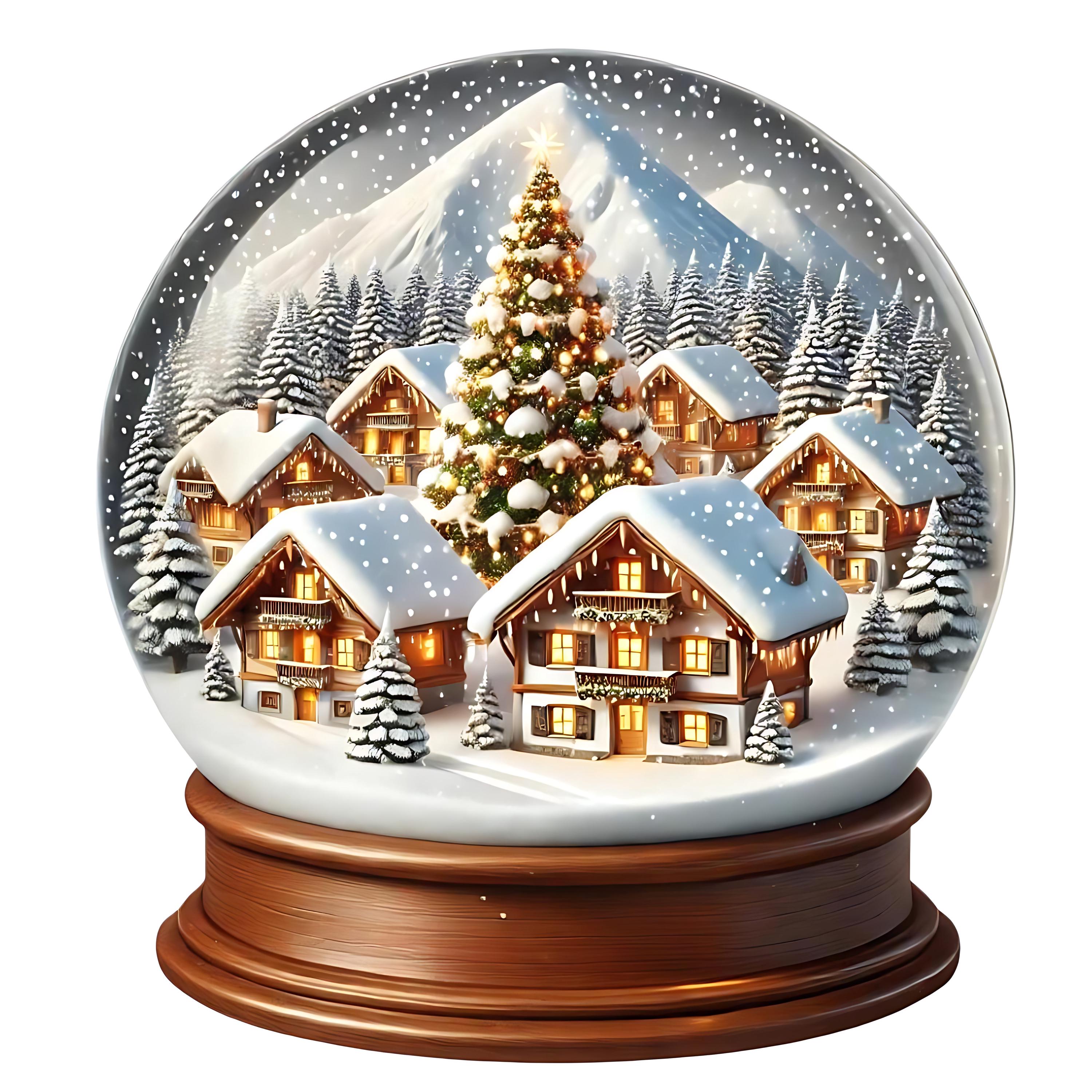 Festive Christmas Snow Globe Clipart: Holiday Art Printables (12 JPG ...