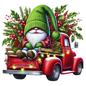 Christmas Gnome Truck Clipart: Festive Holiday Graphics (digital ...